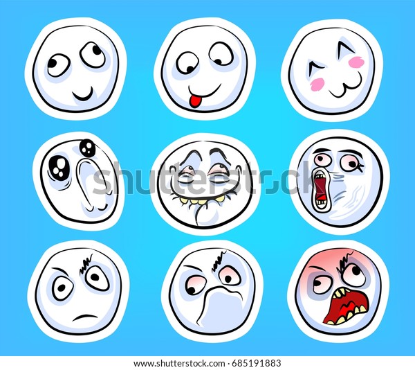 Set Different Emotional Stickers Internet Memes Stock Vector (Royalty ...