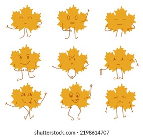 Set Different Emotions On Autumn Leaves Stock Vector (Royalty Free ...