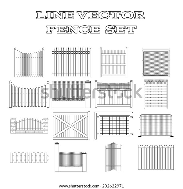 Set Different Fence Styles Stock Vector (Royalty Free) 202622971 ...