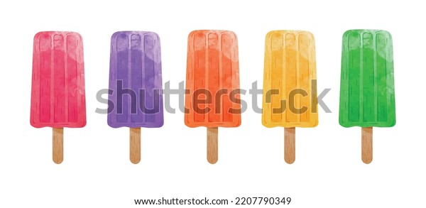 Set Different Flavored Ice Pops Fruity Stock Vector (Royalty Free ...