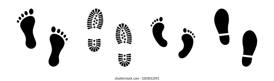 Set Different Footprints Black Human Footprints Stock Vector (Royalty ...