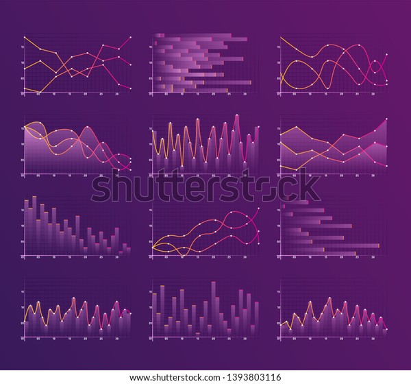 Set Different Graphs Charts Infographics Diagnostics Stock Vector ...