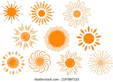 Set Different Hand Drawn Sun Sketch Stock Vector (Royalty Free ...