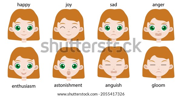 Set Different Happy Sad Emotions On Stock Vector (Royalty Free ...