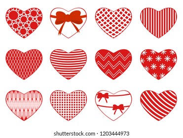 Set Different Hearts Isolated On White Stock Vector (Royalty Free ...