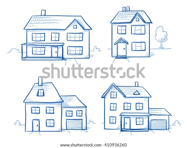 Set Different Houses Detached Single Family Stock Vector (Royalty Free ...