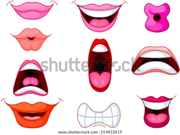 Set Different Human Mouth Lips Stock Vector (Royalty Free) 214833619 ...