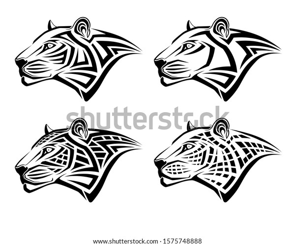 Set Different Leopards Form Tribal Tattoos Stock Vector (Royalty Free ...