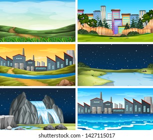 Set Different Location Scene Illustration Stock Vector (Royalty Free ...