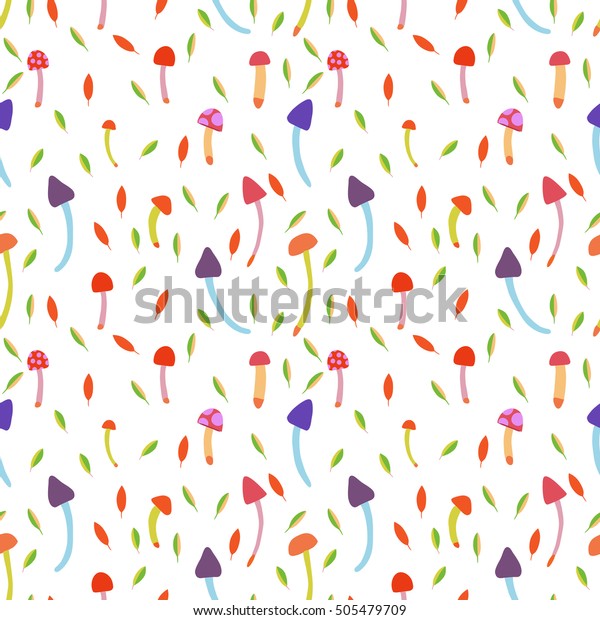 Set Different Mushrooms Colorful Vector Seamless Stock Vector (Royalty ... Set Different Mushrooms Colorful Vector Seamless Stock Vector (Royalty ...