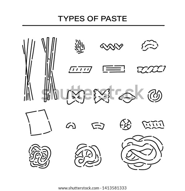 Set Different Pasta Products Line Doodle Stock Vector (Royalty Free ...