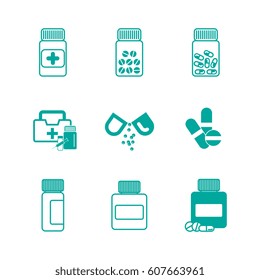 Set Different Pill Drug Jars Icons Stock Vector (Royalty Free ...