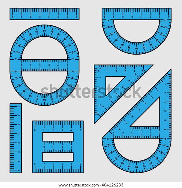 Set Different Pupils Rulers Protractors: vector de stock (libre de ...