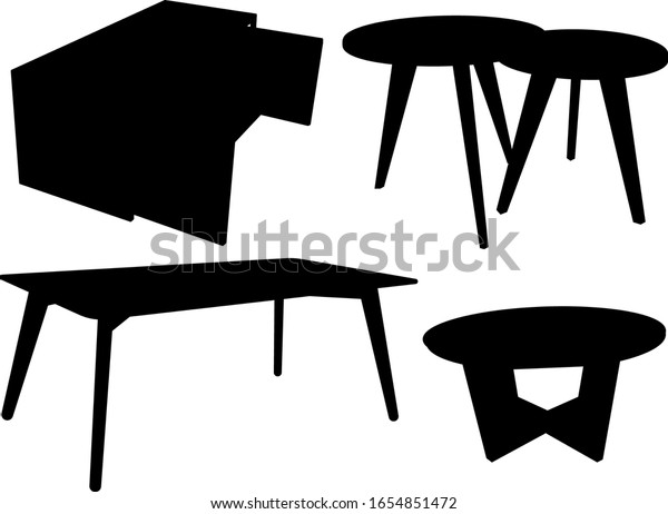 Set Different Shapes Silhouettes Tables Elegant Stock Vector (Royalty ...