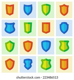 Set Different Shield Shapes Icons Blue Stock Vector (Royalty Free ...