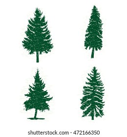 Set Different Silhouettes Green Pine Trees: เวกเตอร์สต็อก (ปลอดค่า ...