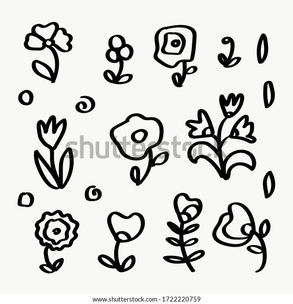 Set Different Simple Flowers Leaves Stock Vector (Royalty Free ...