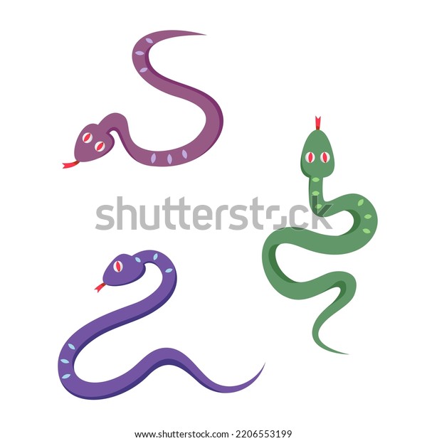 Set Different Snakes Halloween Characters Cartoon Stock Vector (Royalty ...