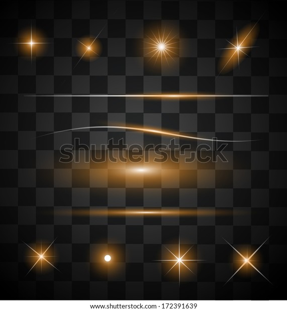 Set Different Sparkling Orange Light Effects: vector de stock (libre de ...