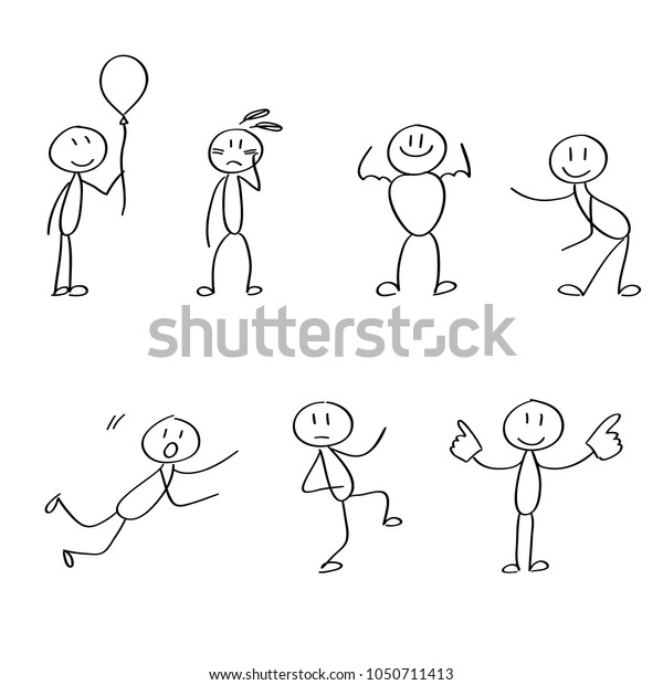 Set Different Stick Figures Moves 스톡 벡터(로열티 프리) 1050711413