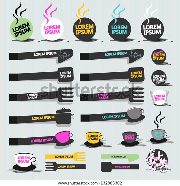 Set Different Stickers Isolated On Gray Stock Vector (Royalty Free ...