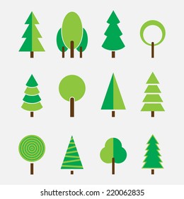 Set Different Trees Modern Simple Design Stock Vector (Royalty Free ...
