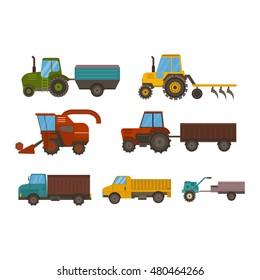 Set Different Types Agricultural Vehicles Machines Stock Vector ...