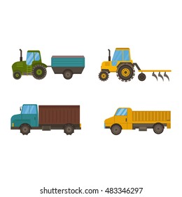 Set Different Types Agricultural Vehicles Harvester: เวกเตอร์สต็อก ...