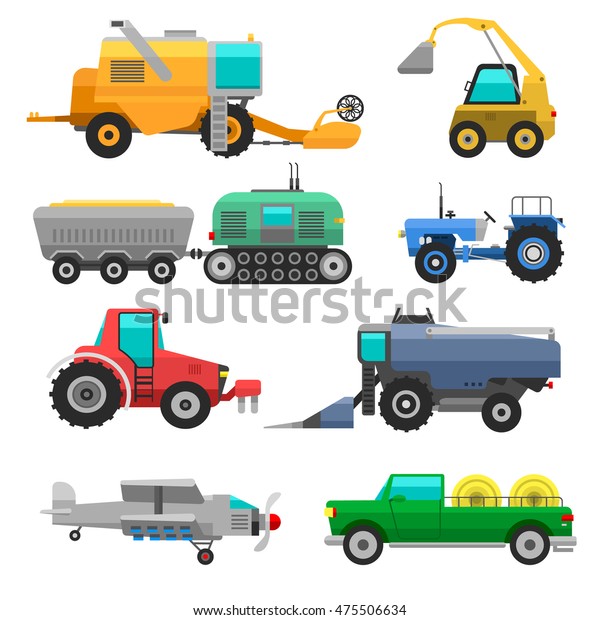 Set Different Types Agricultural Vehicles Harvester 库存矢量图（免版税）475506634 ...