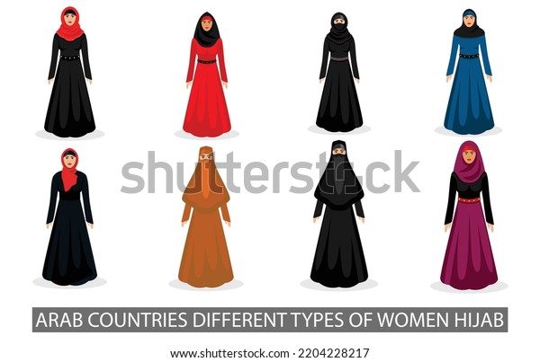 Set Different Types Arabian Muslims Women Stock Vector (Royalty Free ...