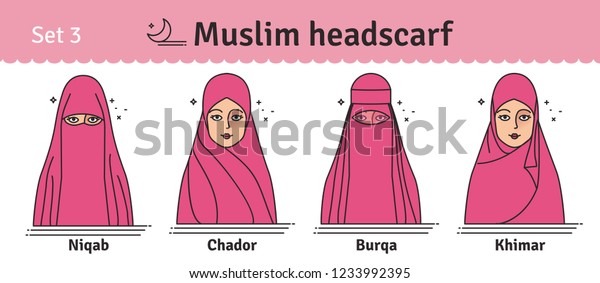 Set Different Types Women Headscarves Vector Stock Vector (Royalty Free ...
