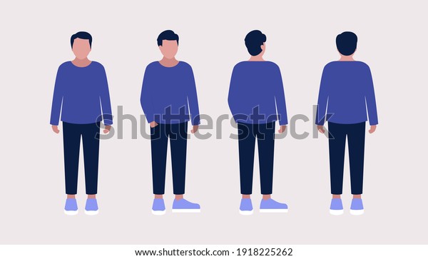 Set Different Views Young Woman Front Stock Vector (Royalty Free ...