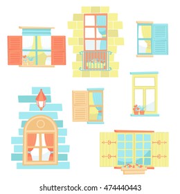 Set Different Vintage Windows Stock Vector (Royalty Free) 474440443 ...
