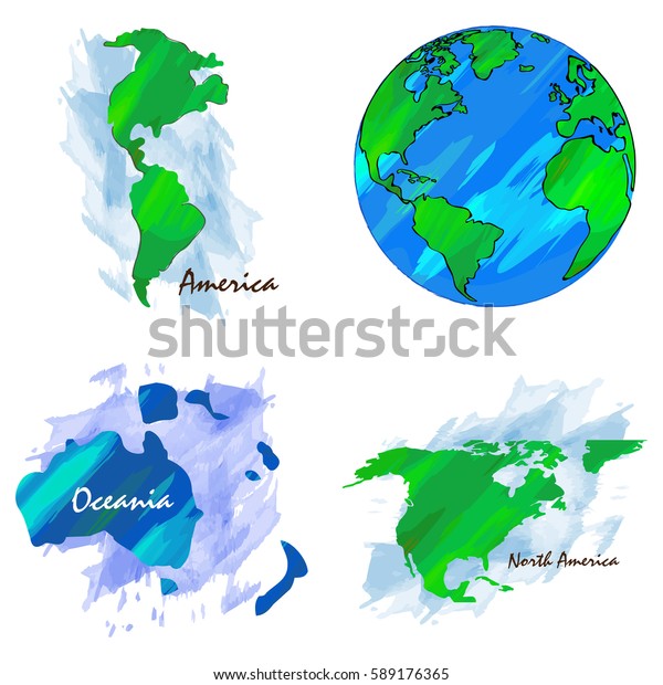 Set Different World Maps Vector Illustration Stock Vector (Royalty Free ...