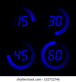 Set Digital Stopwatches Blue Electronic Timers Stock Vector (Royalty ...