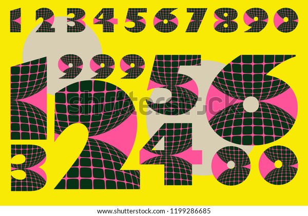 Set Digits Symbols Grid Hemisphere Pattern Stock Vector (Royalty Free ...