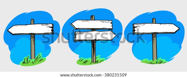 Set Direction Signs Double Direction Sign: vector de stock (libre de ...