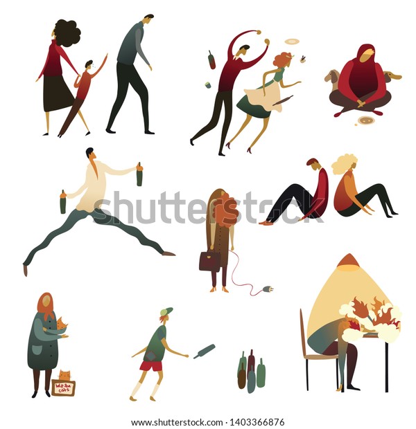 Set Disadvantaged People Images Vector Illustration Stock Vector ...