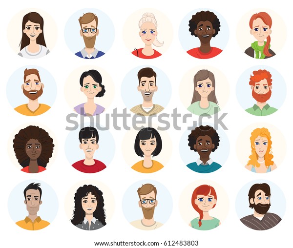 Set Diverse Round Avatars Isolated On Stock Vector (Royalty Free ...