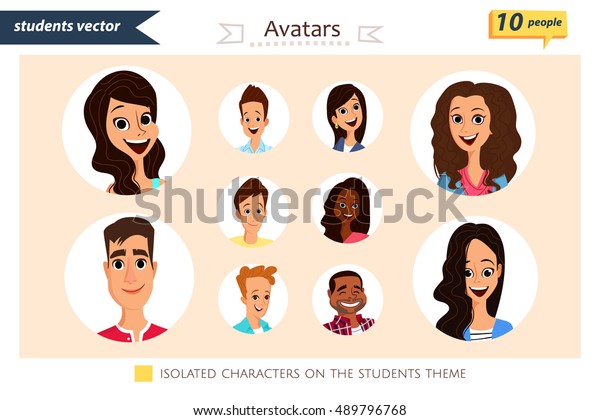Set Diverse Student Avatars Different Nationalities Stock Vector ...