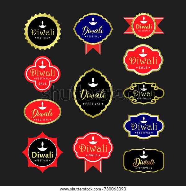 Set Diwali Labels Design Diwali Hindu Stock Vector (Royalty Free ...