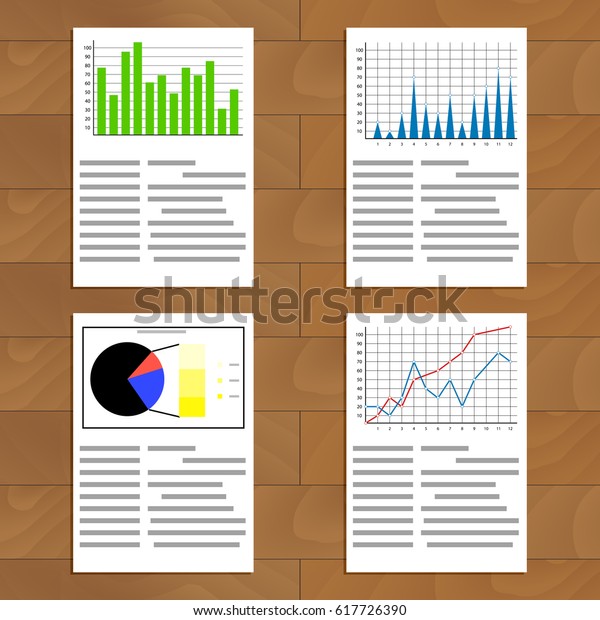 Set Documents Graphics Charts Infochart Infographic Stock Vector ...