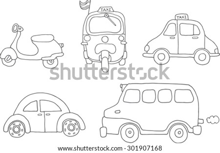 Set Doodle Black White Transportation Stock Vector (Royalty Free ...