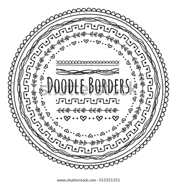 Set Doodle Borders Decorative Seamless Pattern Stock Vector (Royalty ...