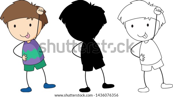 Set Doodle Boy Character Illustration Stock Vector (Royalty Free ...