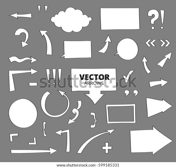 Set Doodle Cartoon Arrows Design Elements Stock Vector (Royalty Free ...