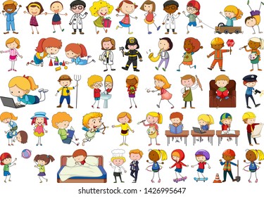 Set Doodle Character Illustration Stock Vector (Royalty Free ...