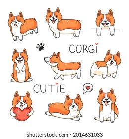 Set Doodle Cute Characters Corgi Breed Stock Vector (Royalty Free ...