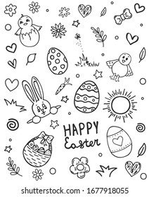 Set Doodle Easter Easter Hand Drawn Stock Vector (Royalty Free ...