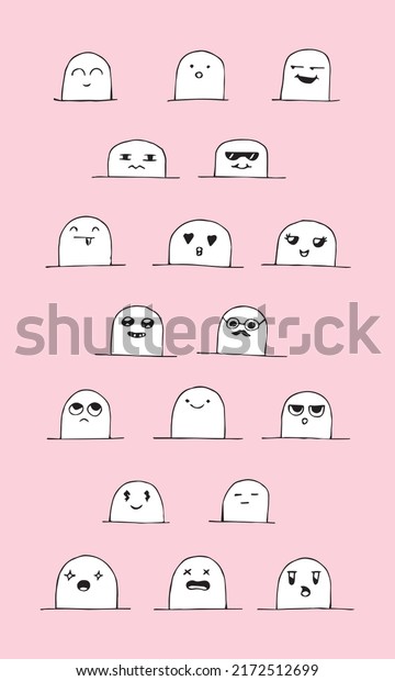 Set Doodle Emotions Different Feeling By Stock Vector (Royalty Free ...